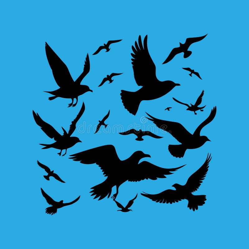 A Flock of Birds Flying in a Circle Stock Vector - Illustration of wing ...