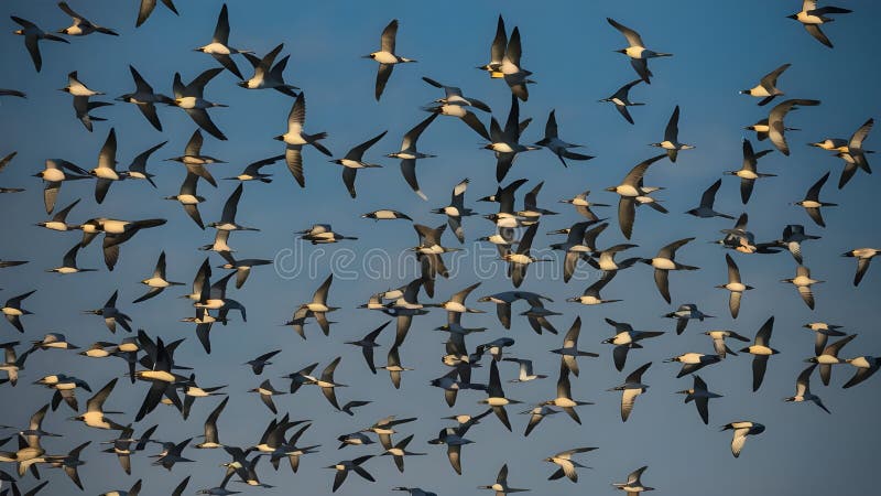 Flock of Birds Flying Isolated Stock Image - Illustration of flight ...