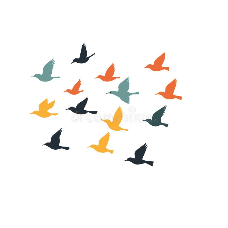 Flock of Birds Flying South Vector Stock Illustration - Illustration of ...