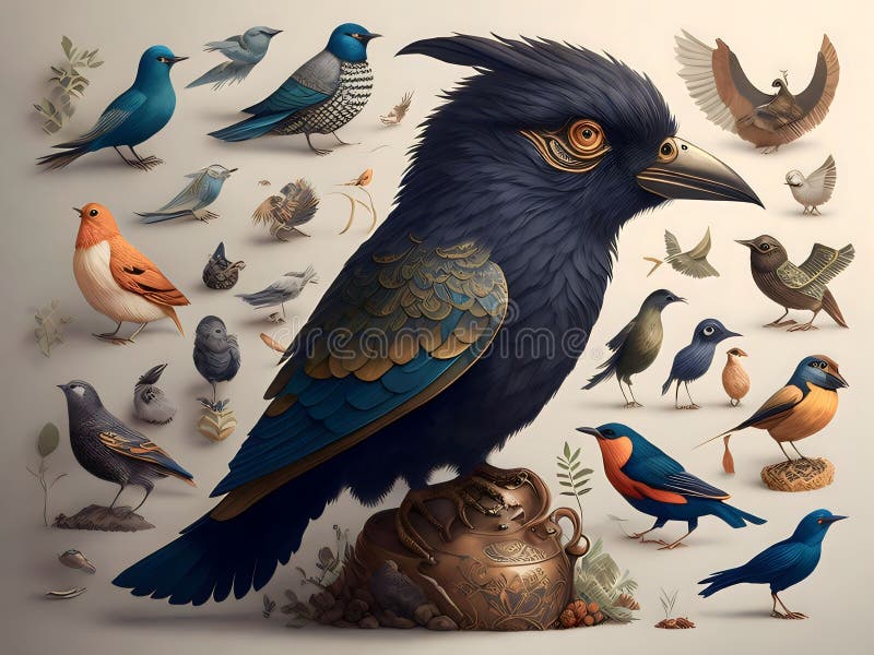 A Flock of Birds in One Photo. Ai Generated Image Stock Illustration ...