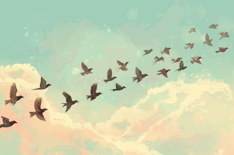 A Flock of Birds Soaring through the Sky. Perfect for Nature or Freedom ...