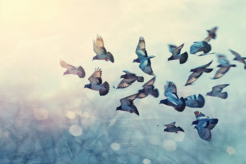 A Flock of Birds Soaring through the Sky. Suitable for Nature and ...