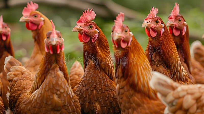 Flock of Chickens in Beautiful Farm, Generative AI Stock Illustration ...