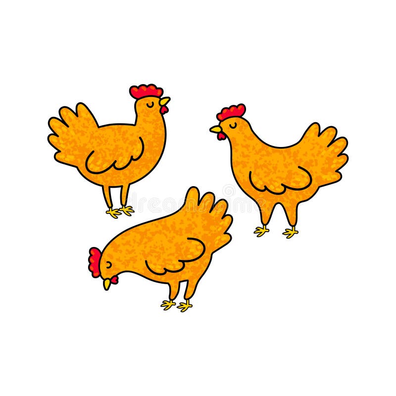 Flock of Chickens Colorful Illustration Stock Vector - Illustration of ...