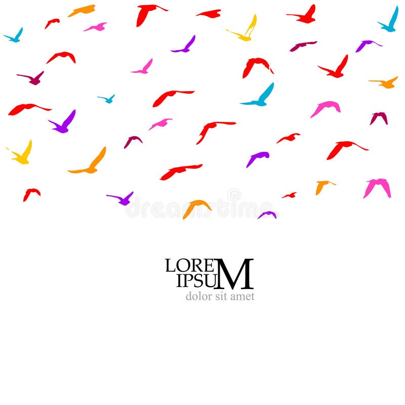 A Flock of Colored Birds. Hand Drawing. Not AI. Vector Illustration ...