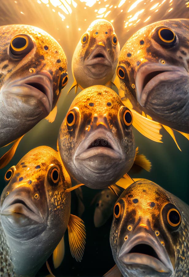 Flock of Fish Looking Straight at the Camera. AI Generated Stock ...