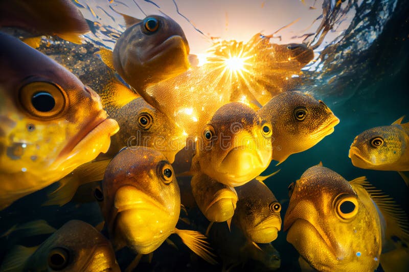 Flock of Fish Looking Straight at the Camera. AI Generated Stock Photo ...