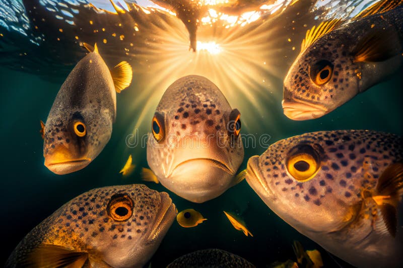Flock of Fish Looking Straight at the Camera. AI Generated Stock ...