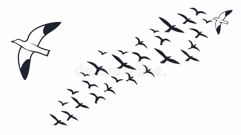 Flock of Flying Birds. Unity, Freedom and Migration, Vector Design ...