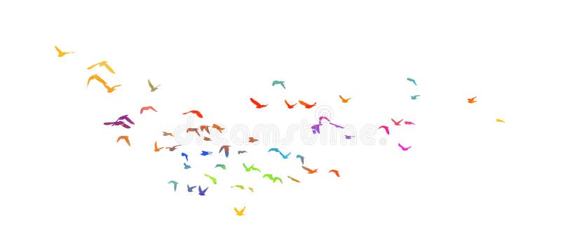 A Flock of Flying Colored Birds. Vector Illustration Stock Vector ...