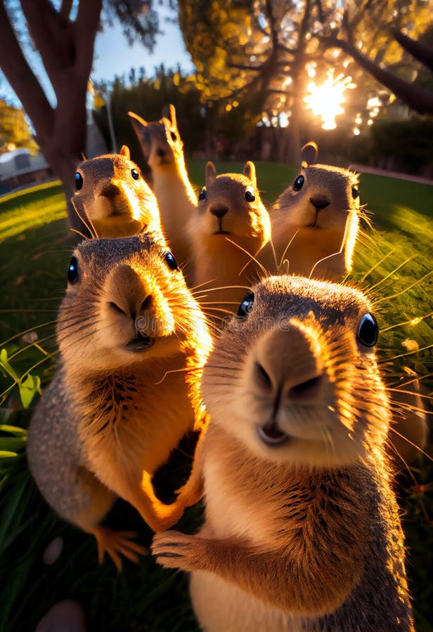 A Flock of Gophers Taking a Selfie. AI Generated Stock Illustration ...