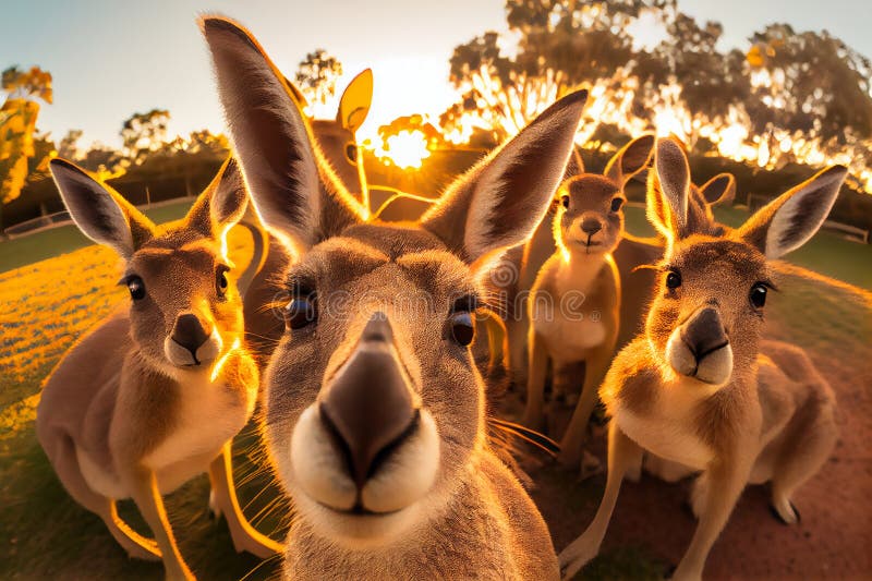 A Flock of Kangaroos Taking a Selfie. AI Generated Stock Illustration ...