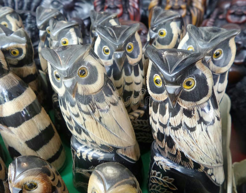 Flock of owl carving stock image. Image of bird, flock - 79974859