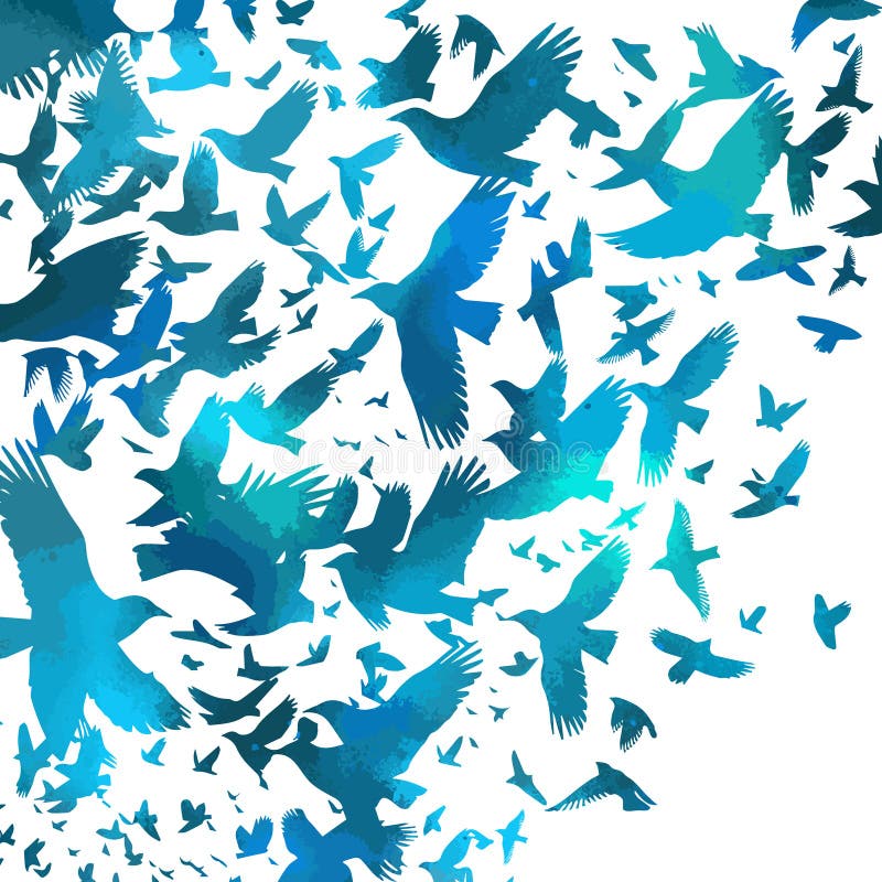A Flock of Flying Blue Birds. Vector Illustration Stock Vector ...