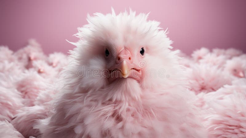 A Flock of Pink Fluffy Chickens, AI Stock Image - Image of color ...