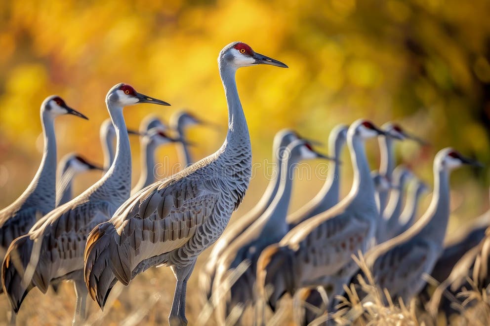 A Flock of Sandhill Cranes during Their Fall Migration. AI Generative ...