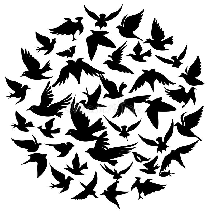 Flock of Seagulls Flying in Formation Vector Illustration for Design Use Stock Vector ...