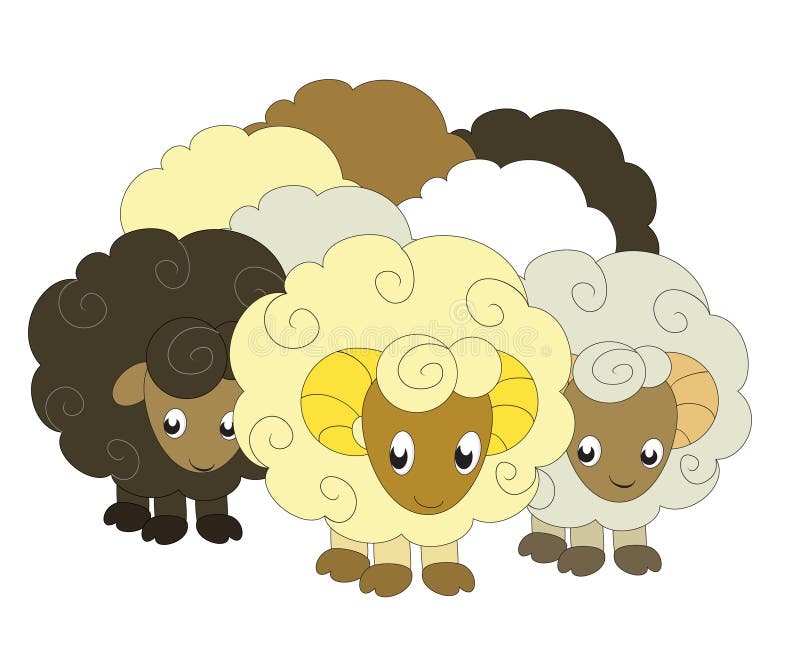 Cartoon Flock Of Sheep