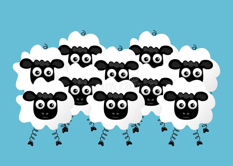Cartoon Flock Of Sheep