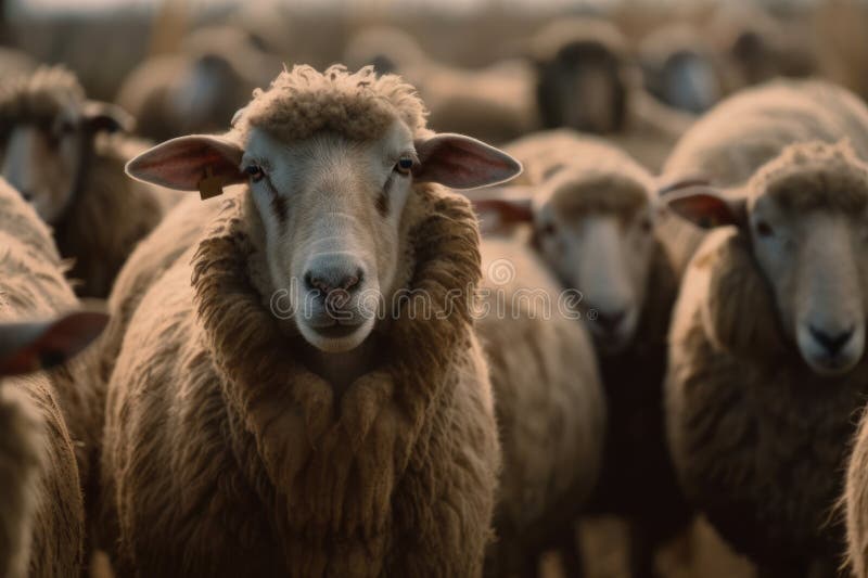Flock of Sheep Farm Animals Generative AI Stock Illustration ...