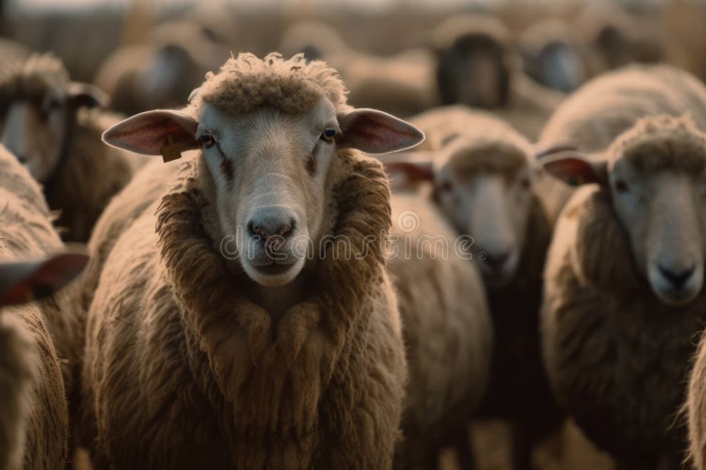 Flock of Sheep Farm Animals Generative AI Stock Illustration ...