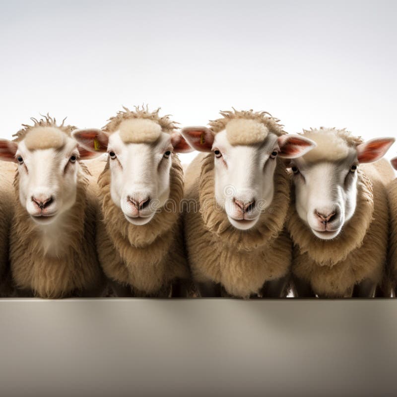 Flock of Sheep in Formation on a Clean White Backdrop Stock ...