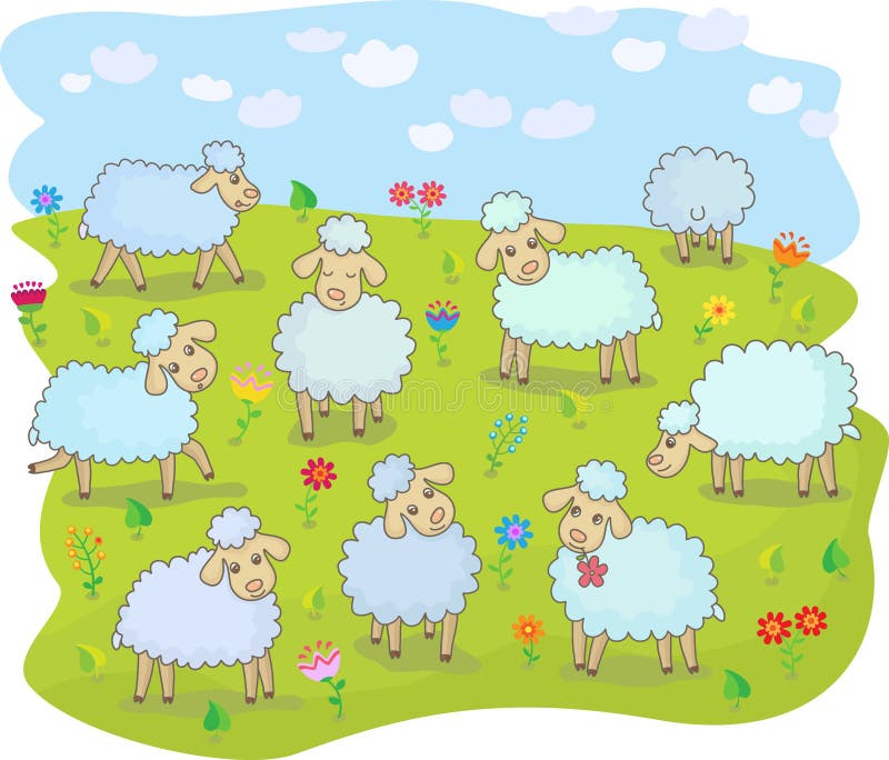 Flock of sheep stock vector. Illustration of animal, grass - 35781028