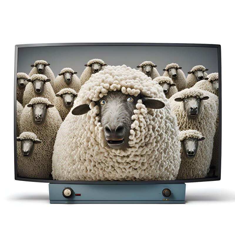 A Flock of Sheep is Watching You from the Television Stock Illustration ...