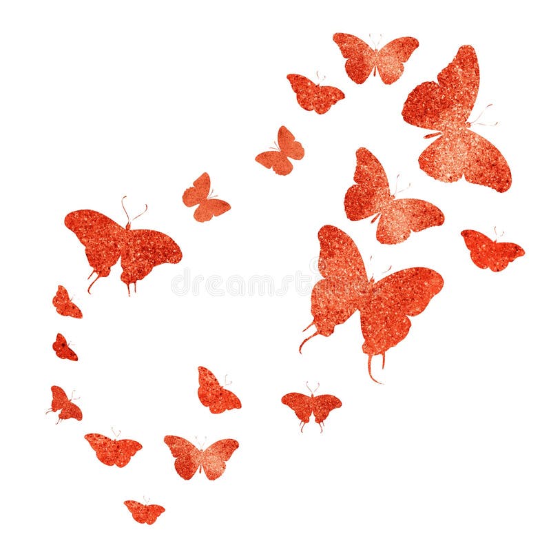 Flock of Sillouete Butterflies on White Stock Illustration ...