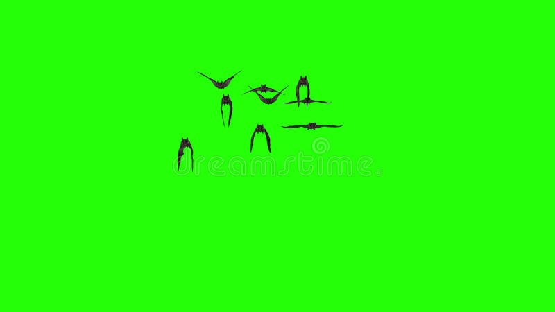 A Flock of Vampire Bats Flying in a Green Screen. Halloween Concept ...