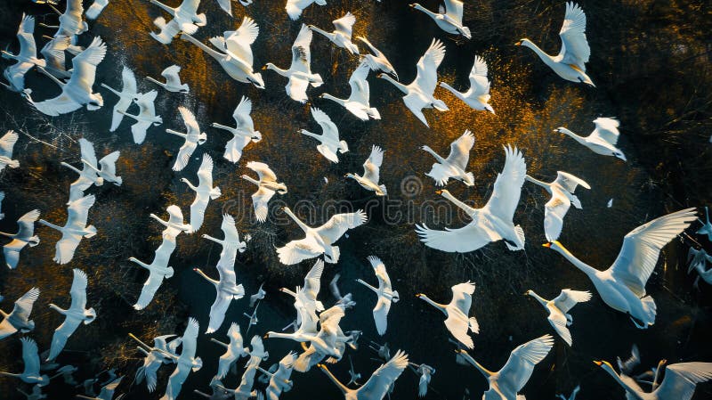 A Flock of White Birds Flying in the Air Stock Image - Image of white ...