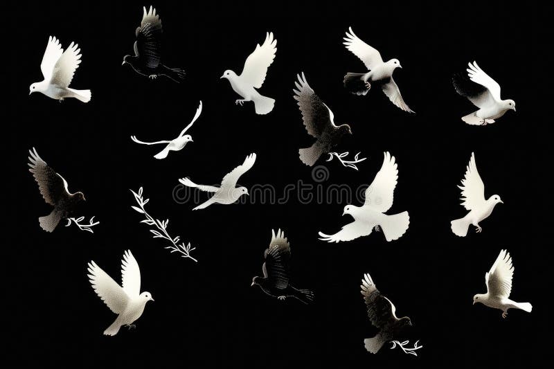 A Flock of White Birds Soaring through the Sky, Creating a Beautiful ...