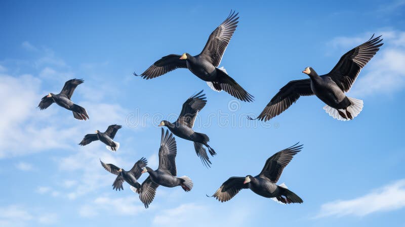 Flock white fronted goose stock illustration. Illustration of ...