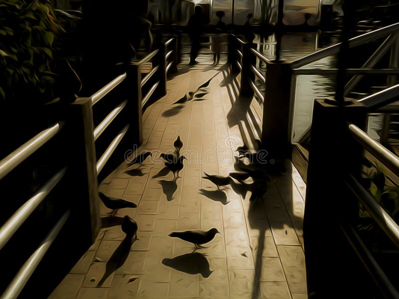 Flocks of Birds Find Food in the Evening. Stock Image - Image of birds ...