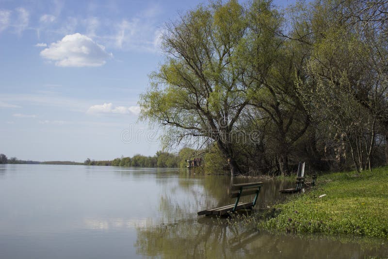 Flood bench stock photo. Image of mirror, flood, flooded - 32786284