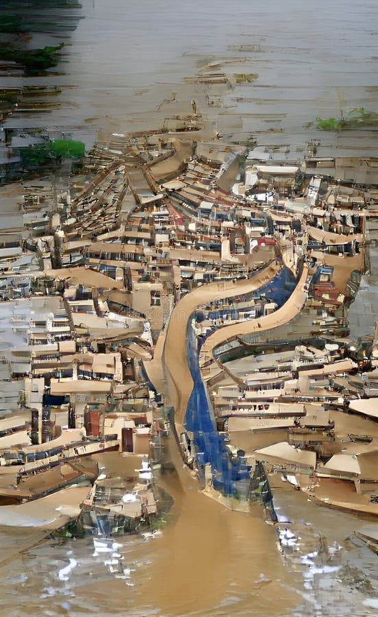 Flood in the city stock illustration. Illustration of architecture ...