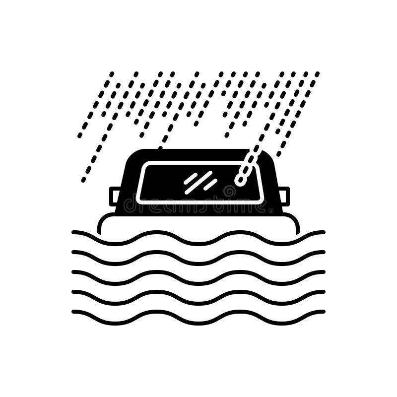 Black Solid Icon for Flood Coverage, Disaster and Safety Stock Vector ...