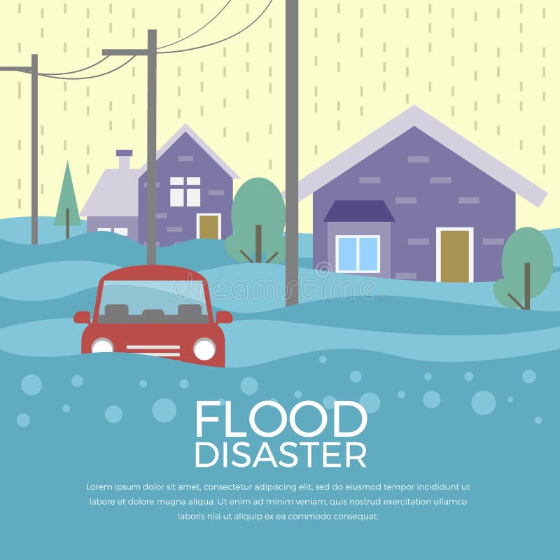 Flood Disaster Concept with House and Car are Flood Vector Design Stock ... Flood Disaster Concept with House and Car are Flood Vector Design Stock ...