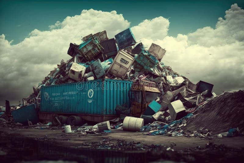 Flood of Garbage from Containers on Dump Stock Illustration ...