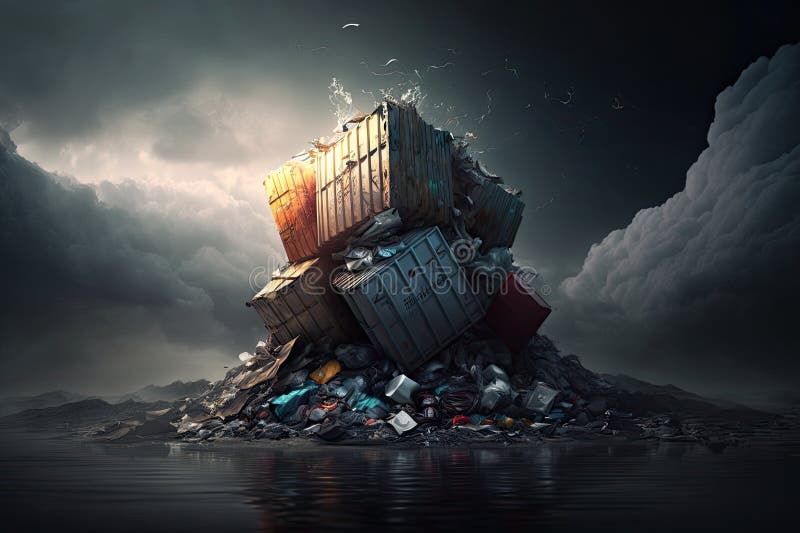 Flood of Garbage from Containers on Dump Stock Illustration ...