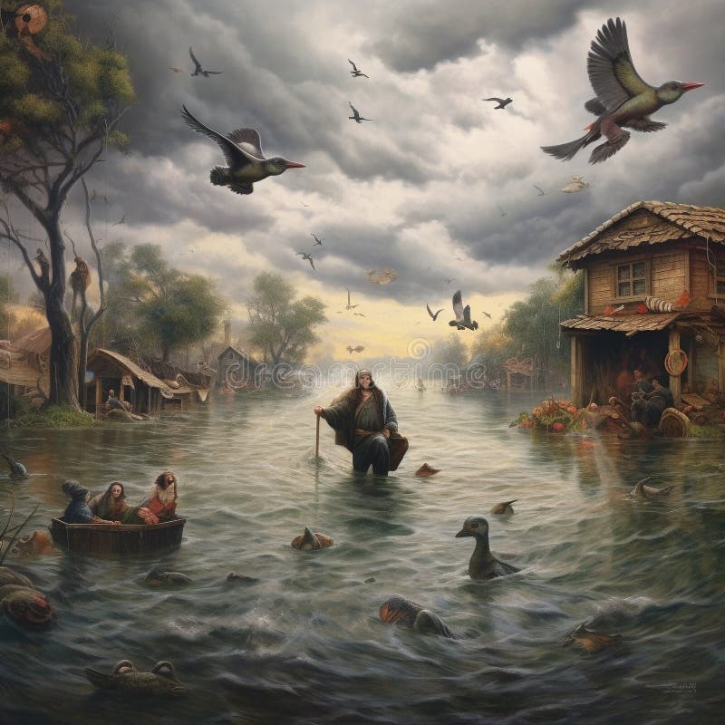 Flood. generative ai stock illustration. Illustration of generative ...