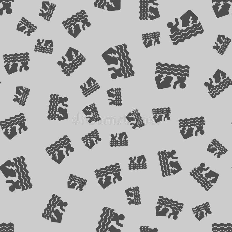 Flood with Human and Damaged House Solid Seamless Pattern, Climate ...