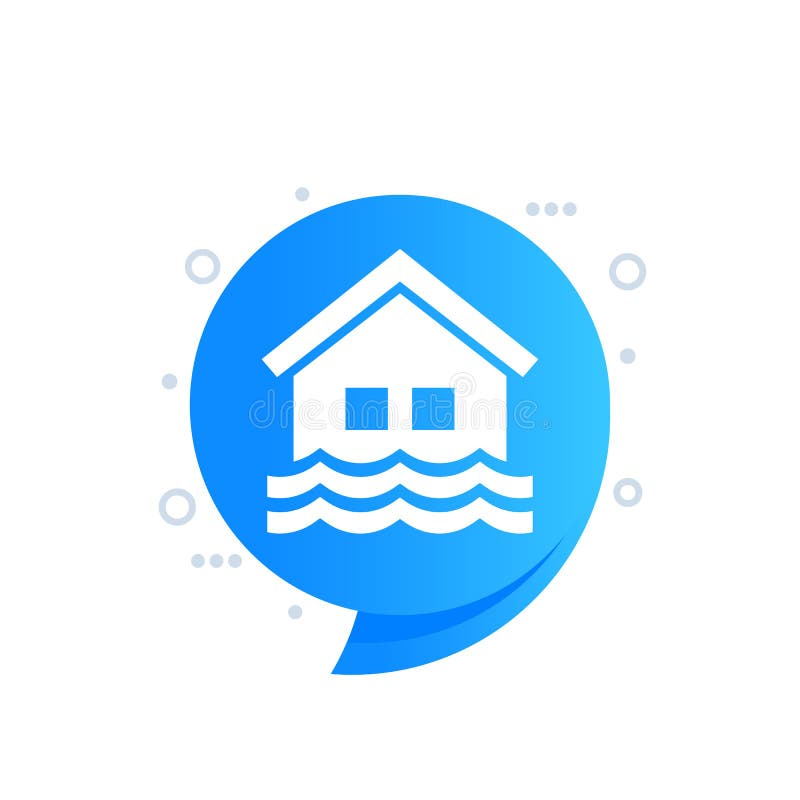 Flood Icon with a House, Vector Stock Vector - Illustration of flood ...
