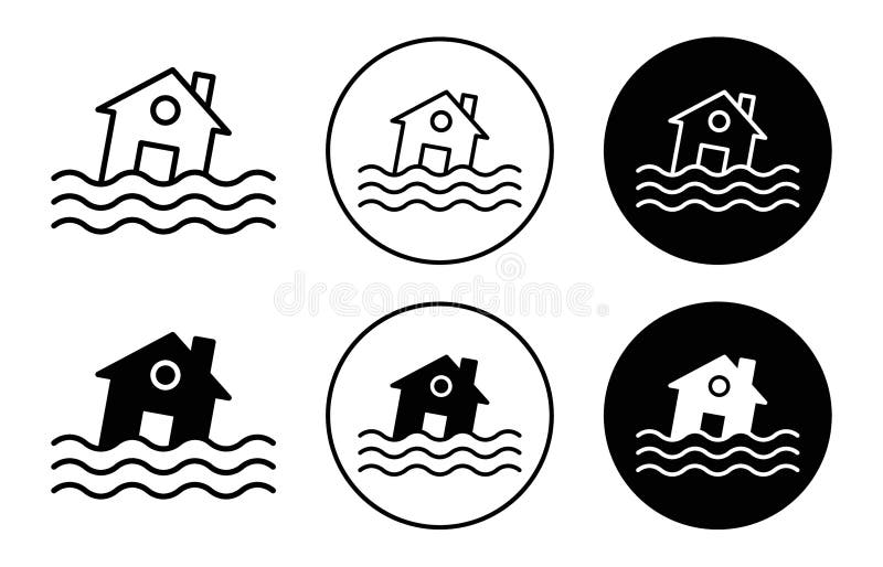 Flood Icon Outline Flat Icon Stock Vector - Illustration of line ...