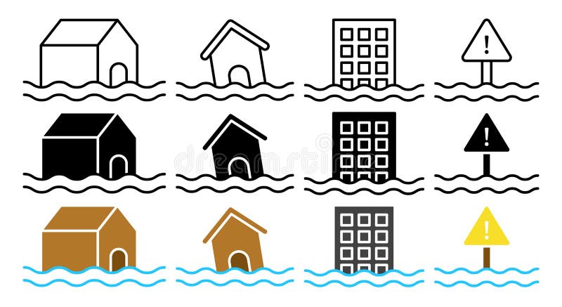 Flood icon vector stock vector. Illustration of water - 348095306