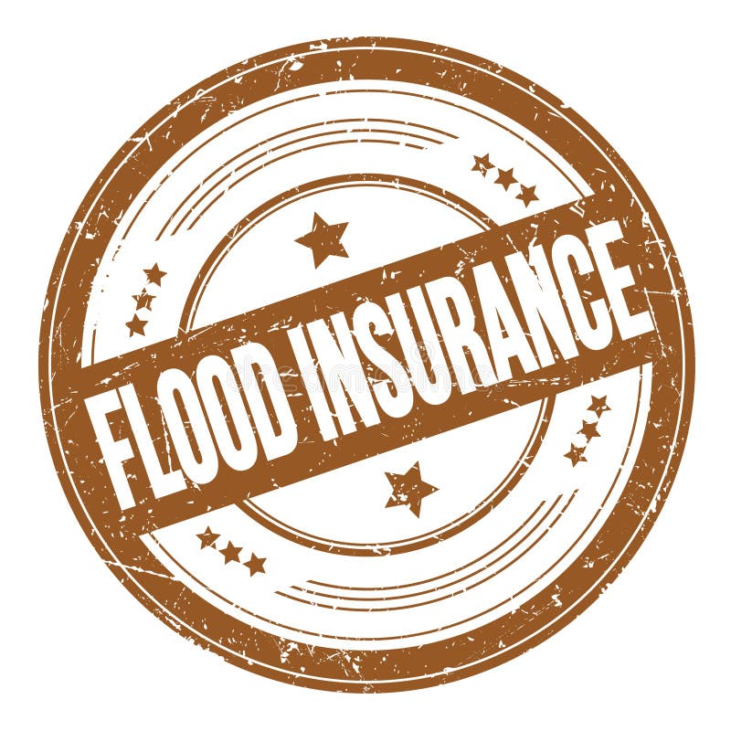 FLOOD INSURANCE Text on Brown Round Grungy Stamp Stock Illustration ...