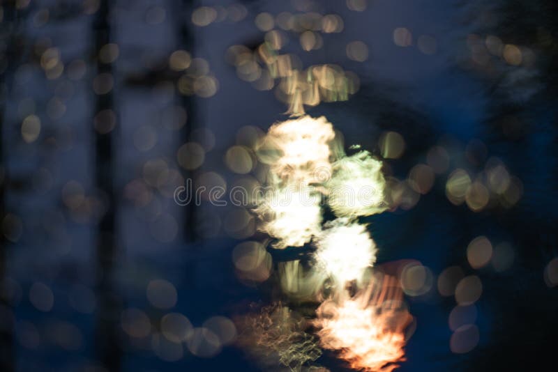 Flood Lights Replecting in a Pond of Water.. Stock Photo - Image of ...