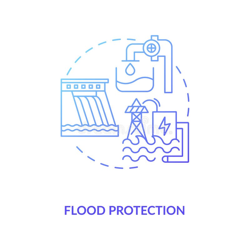 Flood Protection Concept Icon Stock Vector - Illustration of line ...