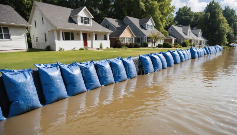 Flood Protection Concept. Sandbags Protect a House during a Flood Stock ...