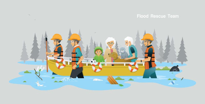 Flood Rescue Team. stock vector. Illustration of emergency - 330747563